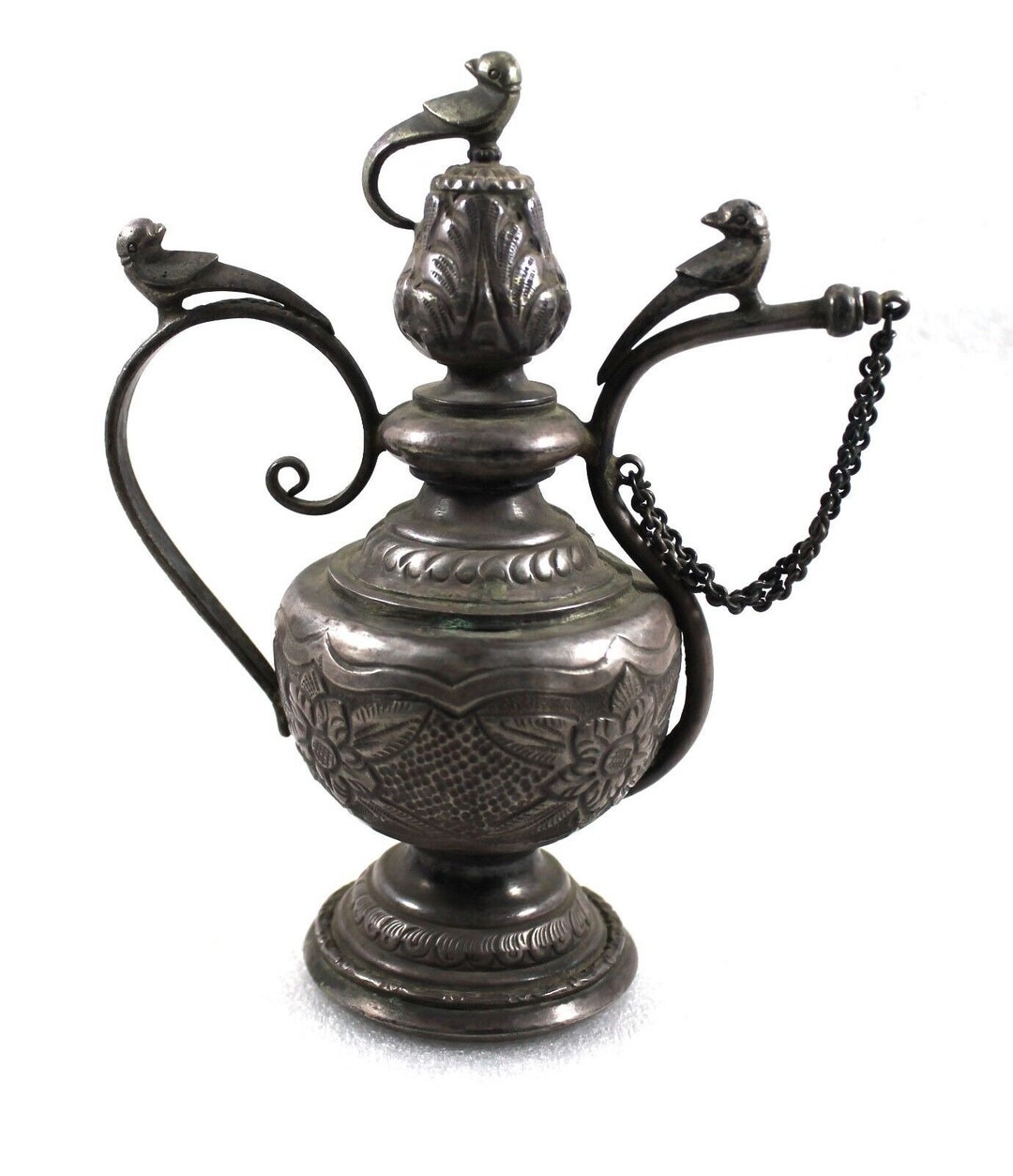 Indian Coffee Pots Vase Mughal Vessel Silver Wine Hand Engraved 19th ...