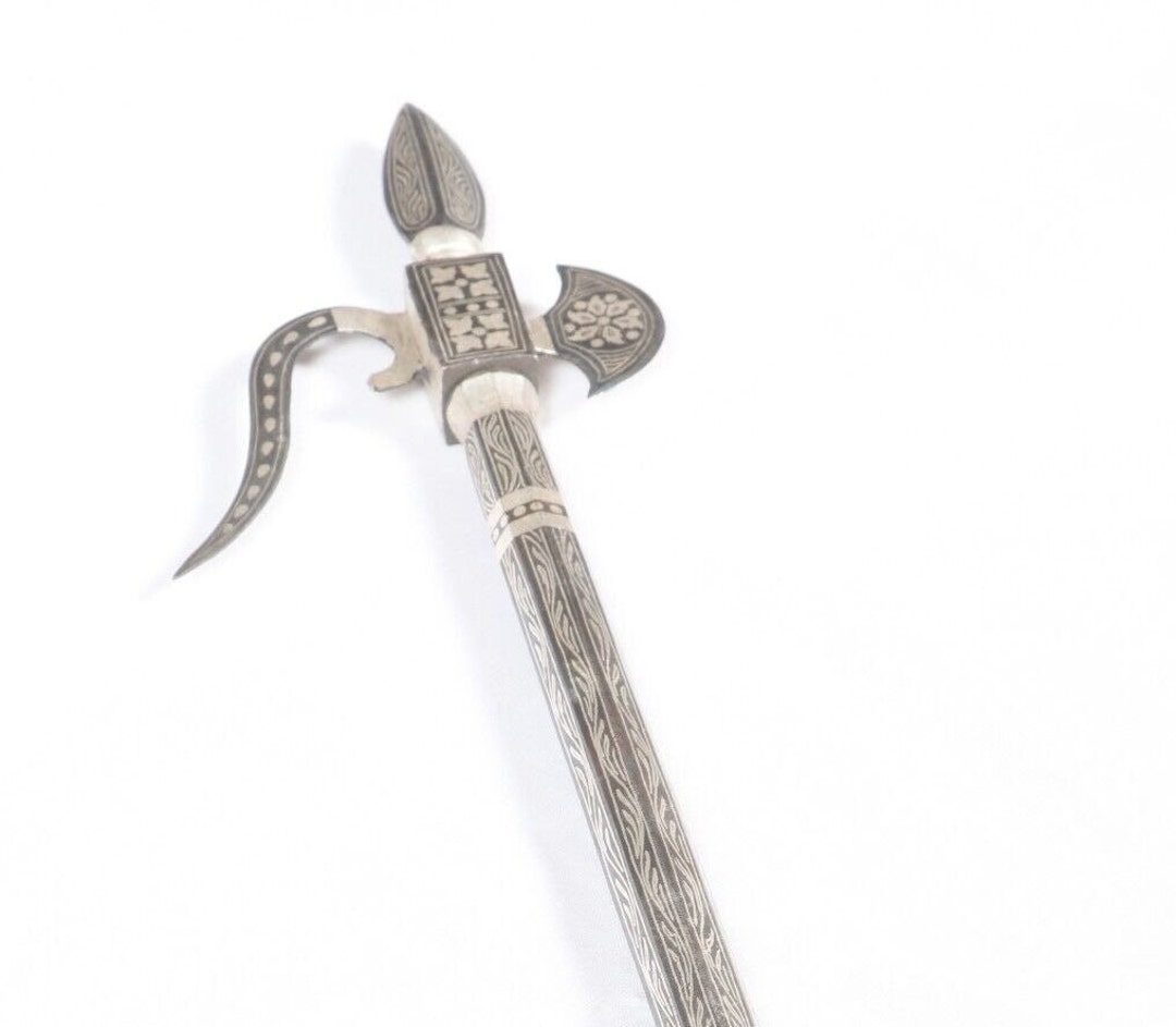 Antique Mughal Ankush Silver Inlay Work Axe Koftgari Knife Handcrafted ...