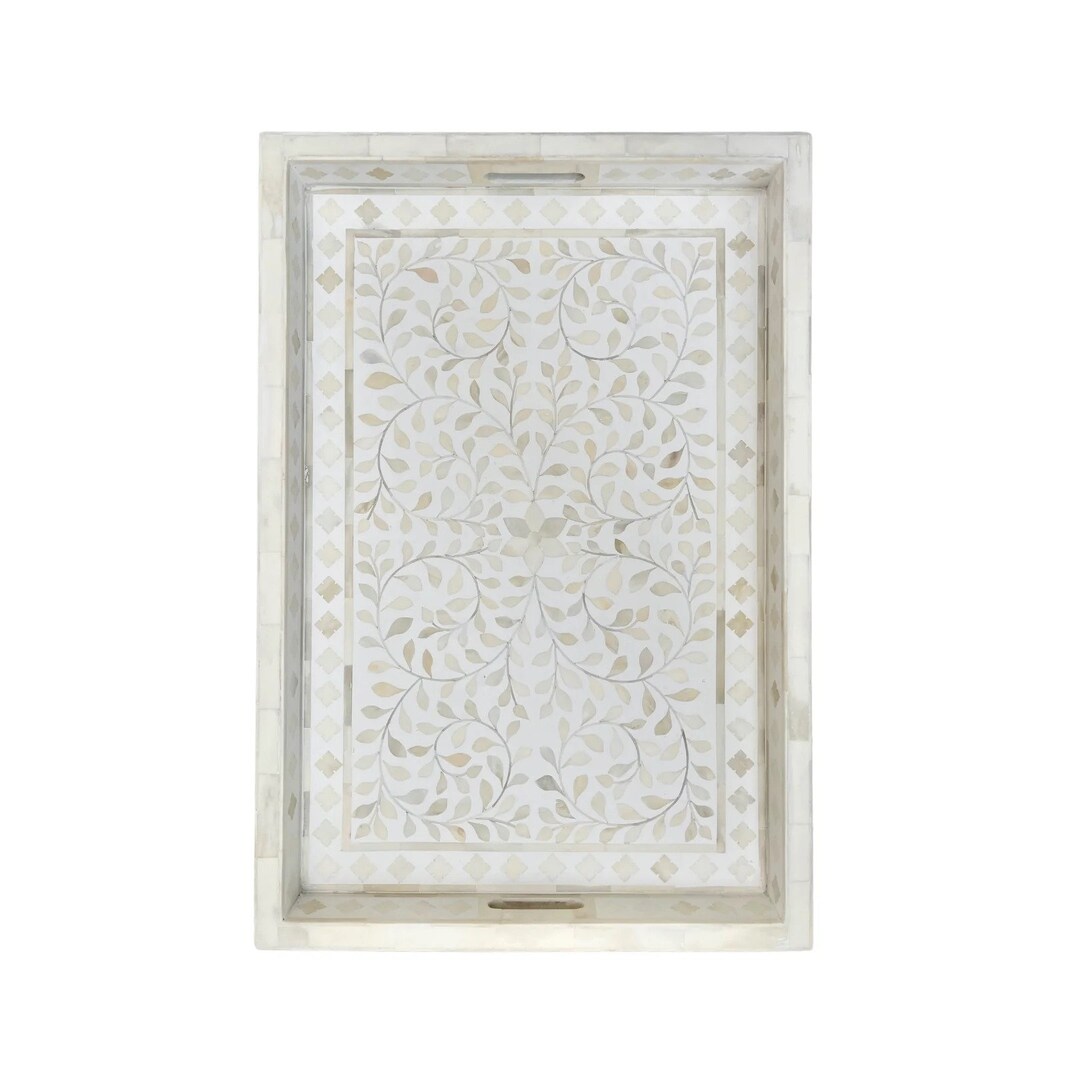 Bone Inlay Tray Floral White - Etsy