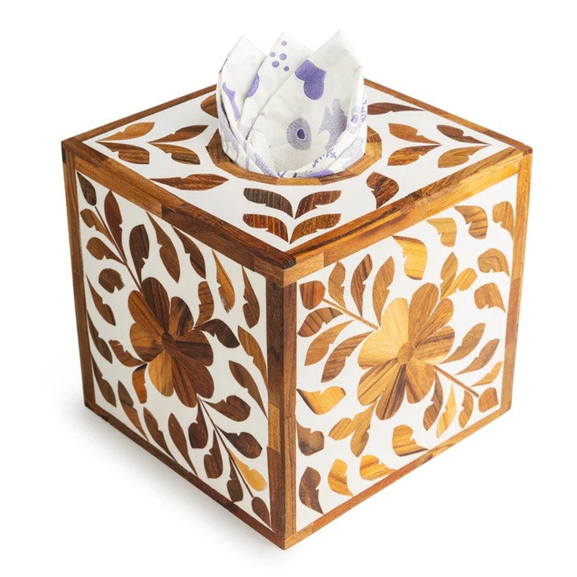 Wood Inlay Tissue Box Cover - Etsy