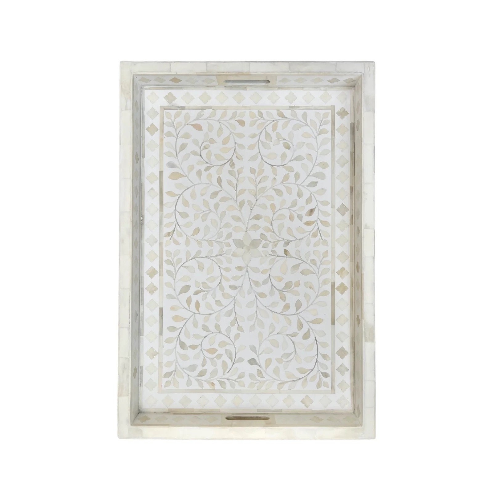 Bone Inlay Tray Floral White - Etsy