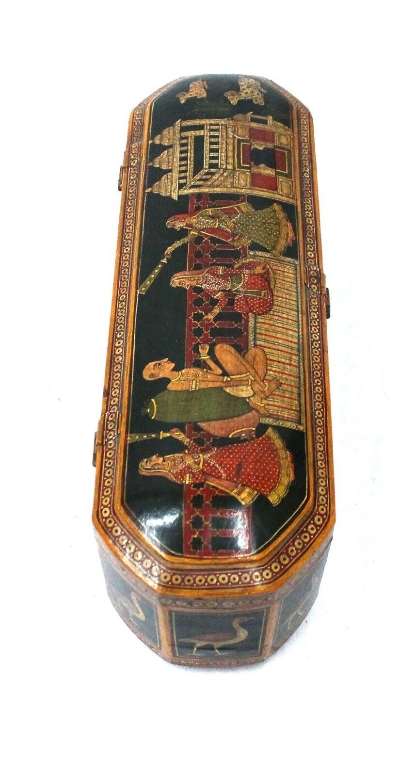 Wooden Box Vintage Hand Painted Hunting Scene Vintage Decorative ...