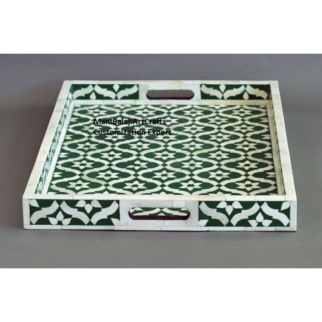 Bone Inlay Tray Serving Tray Dinning Decor Tray Floral Design Tray ...