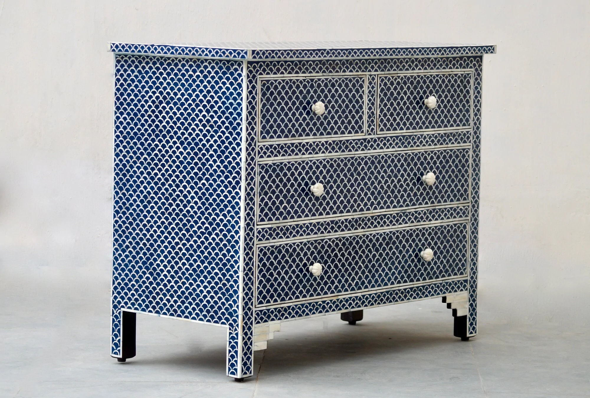 Bone Inlay 4 Drawers Chest Navy Blue Fishscale , Home Decor - Etsy Canada