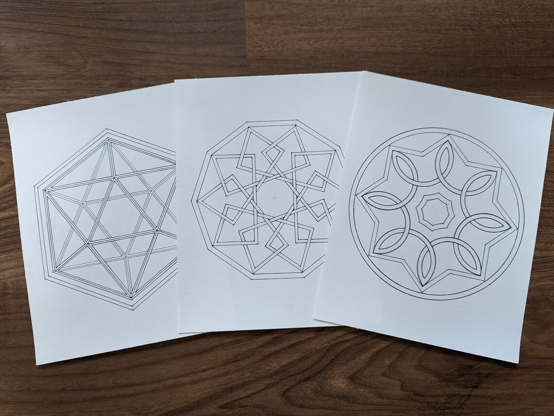 Coloring Pages - Geometric Tiles - Etsy