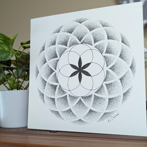 Sacred Geometry Digital Art Print - Seed of Life Mandala, Hand Drawn ...