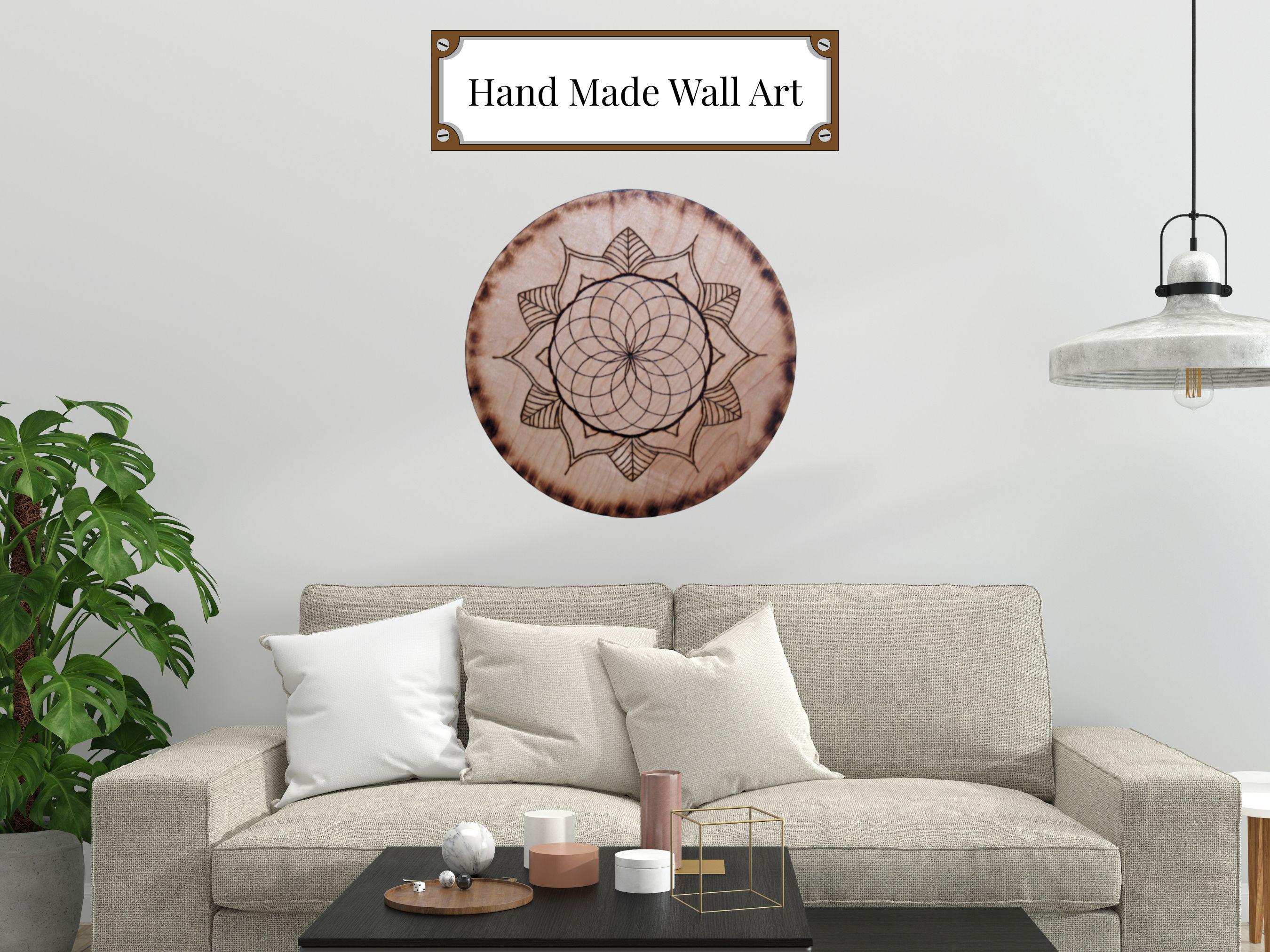 Torus Mandala Wood Art - Sacred Geometry Pyrography | Hand Burned ...