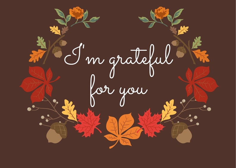 I'm Grateful for You Greeting Card Brown Background - Etsy