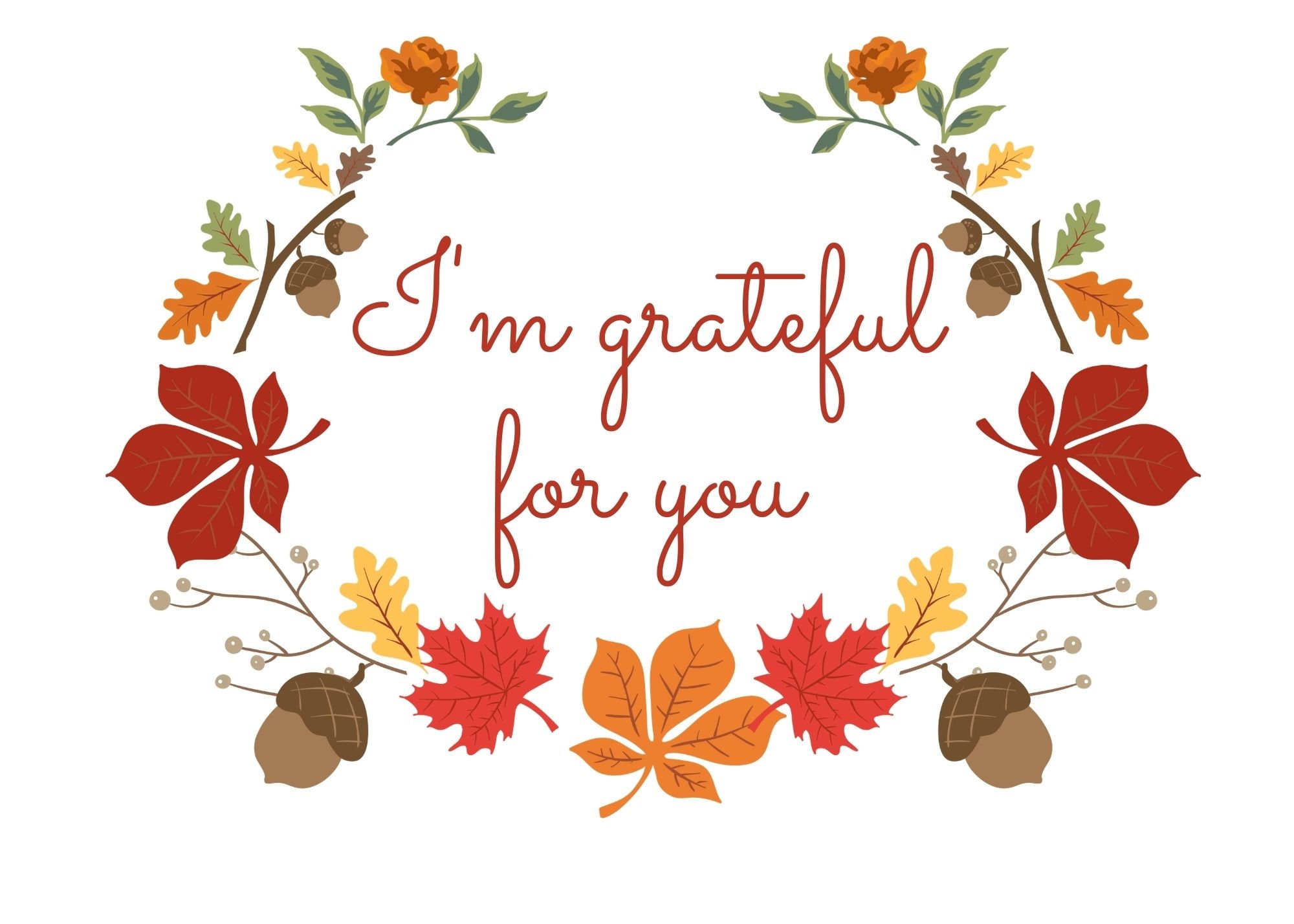 I'm Grateful for You Greeting Card White Background - Etsy