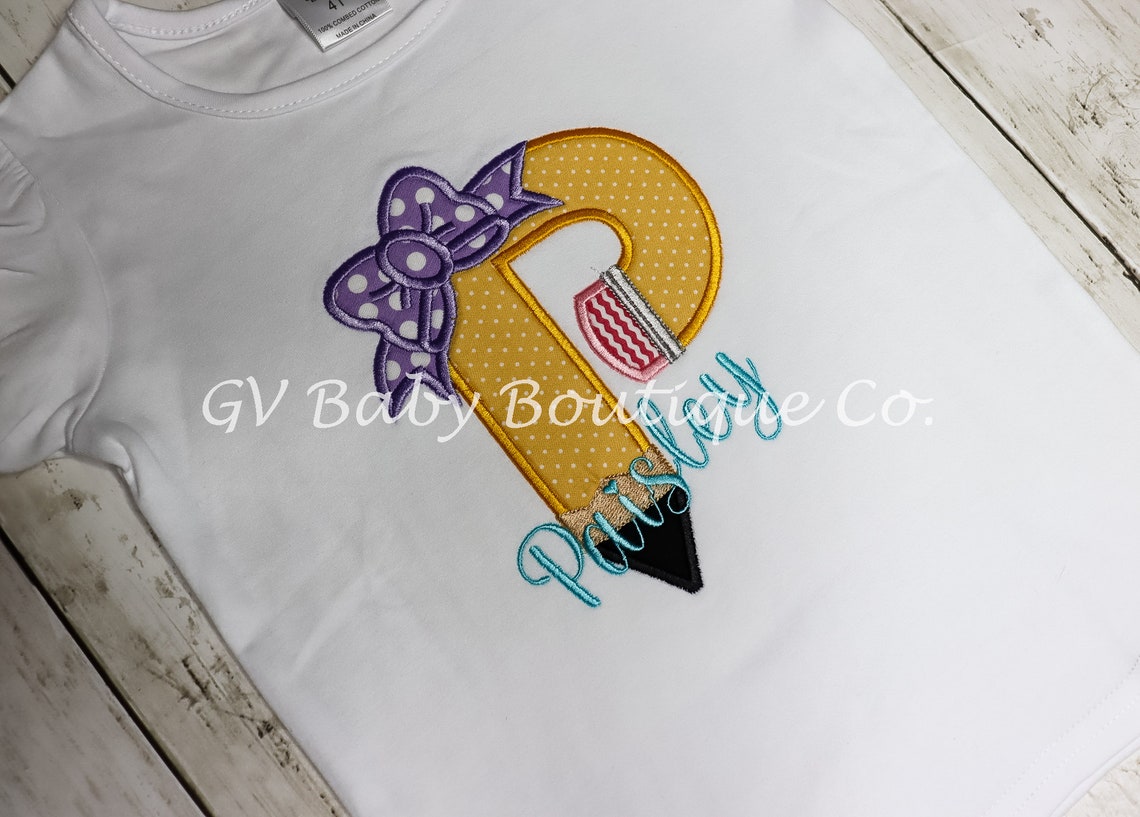 Girls Embroidered Back to School Personalized Cap Sleeve T - Etsy