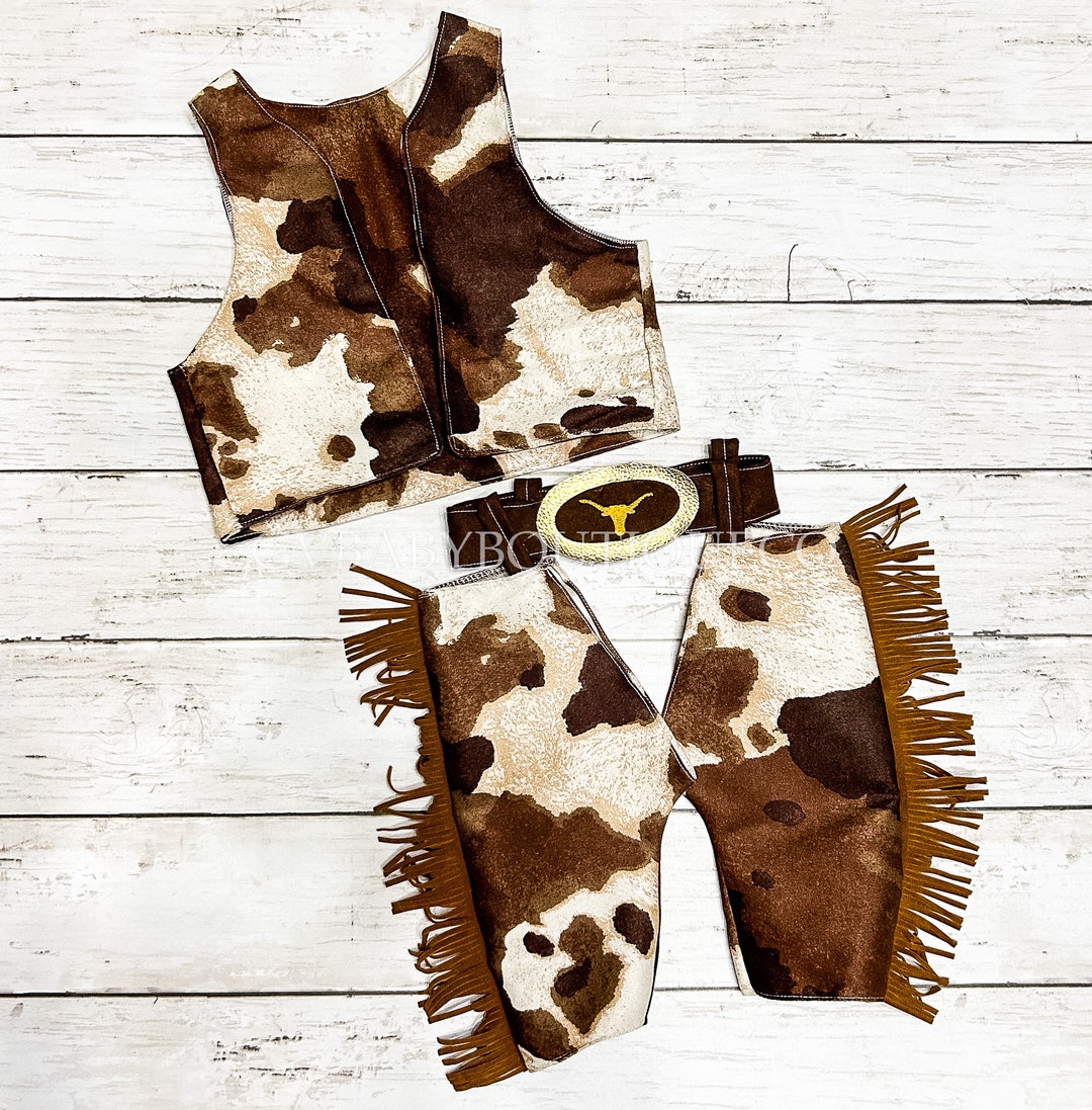 Boys' Cowboy Outfit: Cow Print Vest and Chaps Costume - Etsy