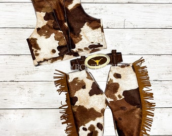 Cowboy Birthday Outfit Boy, Brown Faux Leather and Faux Cow Hide Vest ...