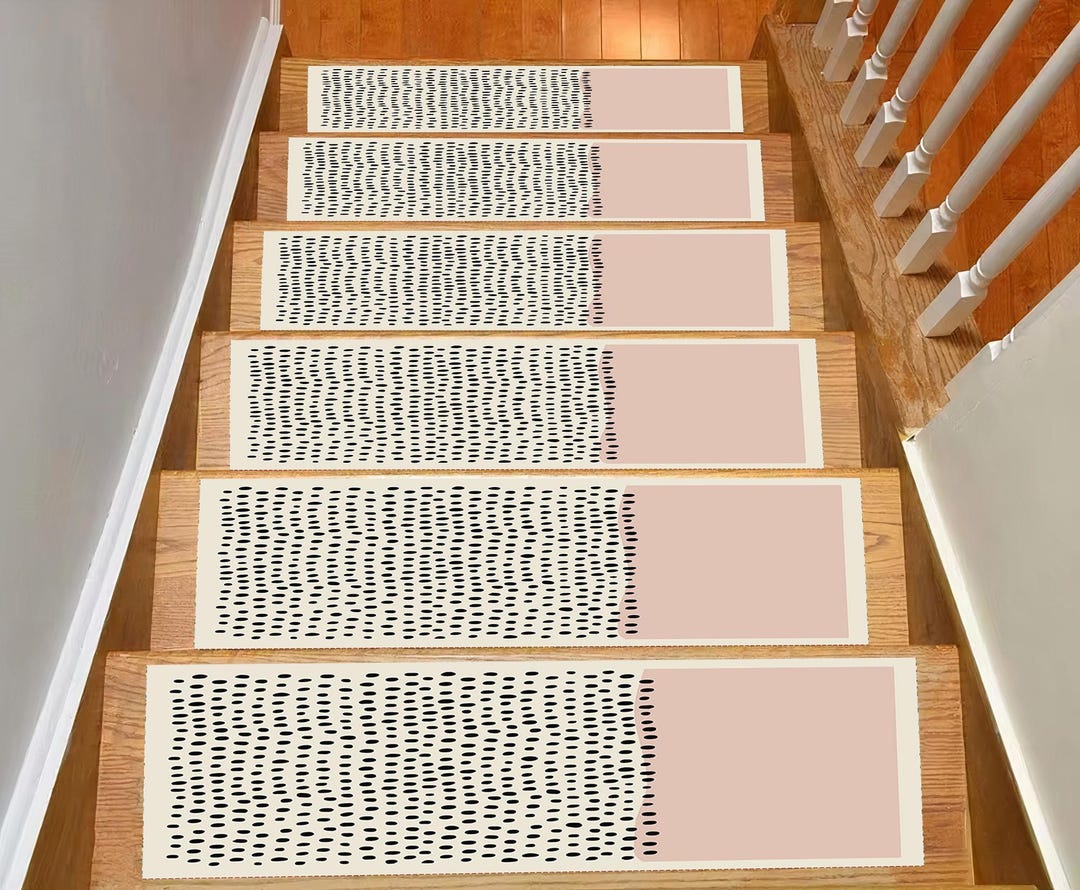 Nonslip Stair Tread Rug: Modern Powder Color Stair Mat, 70x22cm, 27.55 ...