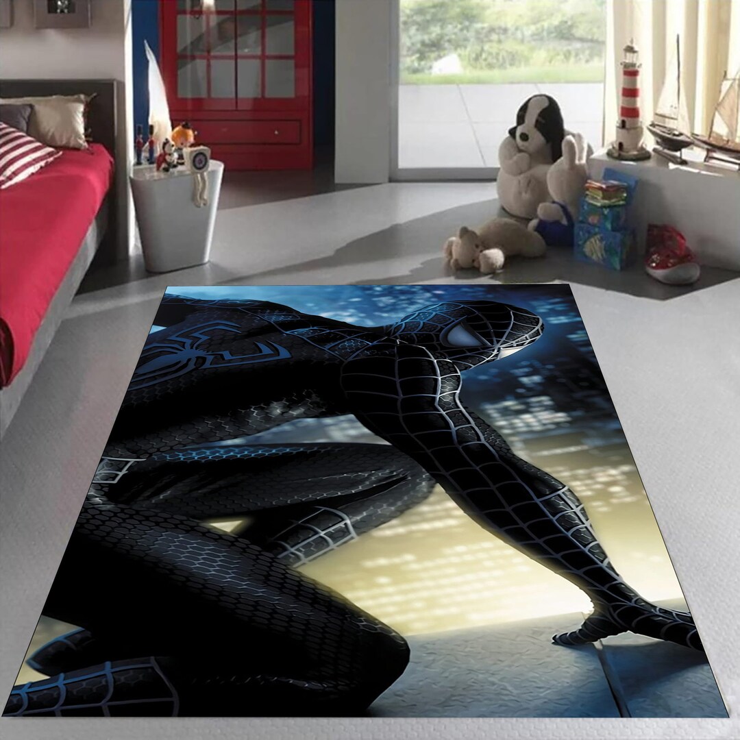 Spiderman Rug, Dark Spiderman Rug, Cartoon Character Rug, Nursery Room ...