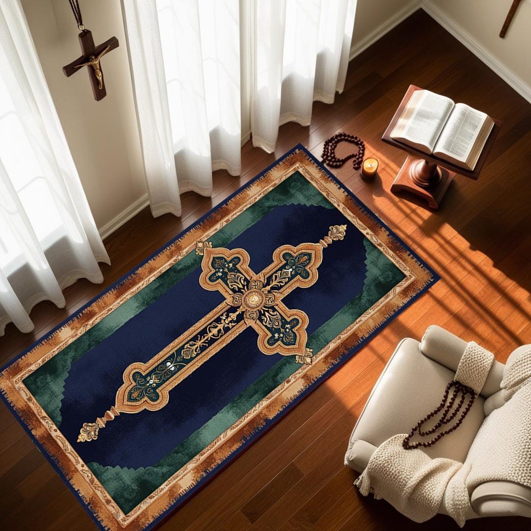 Christian Gift, Personalize Christian Rug, Christian Prayer Mat, Cross ...