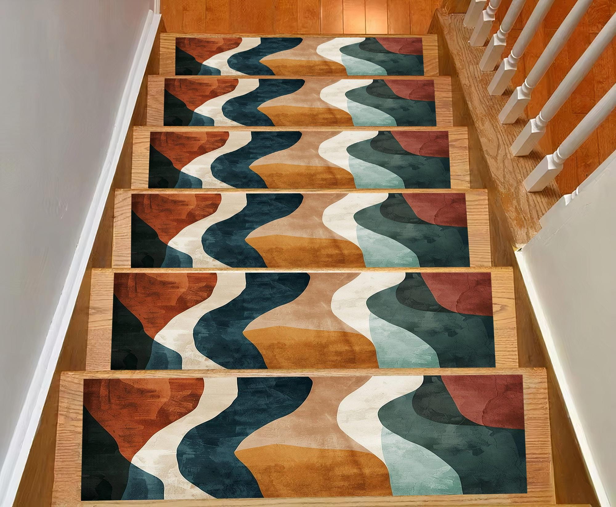 Abstract Stair Tread, Vibrant Colors Stair Mat, Colorful Stair Treads ...