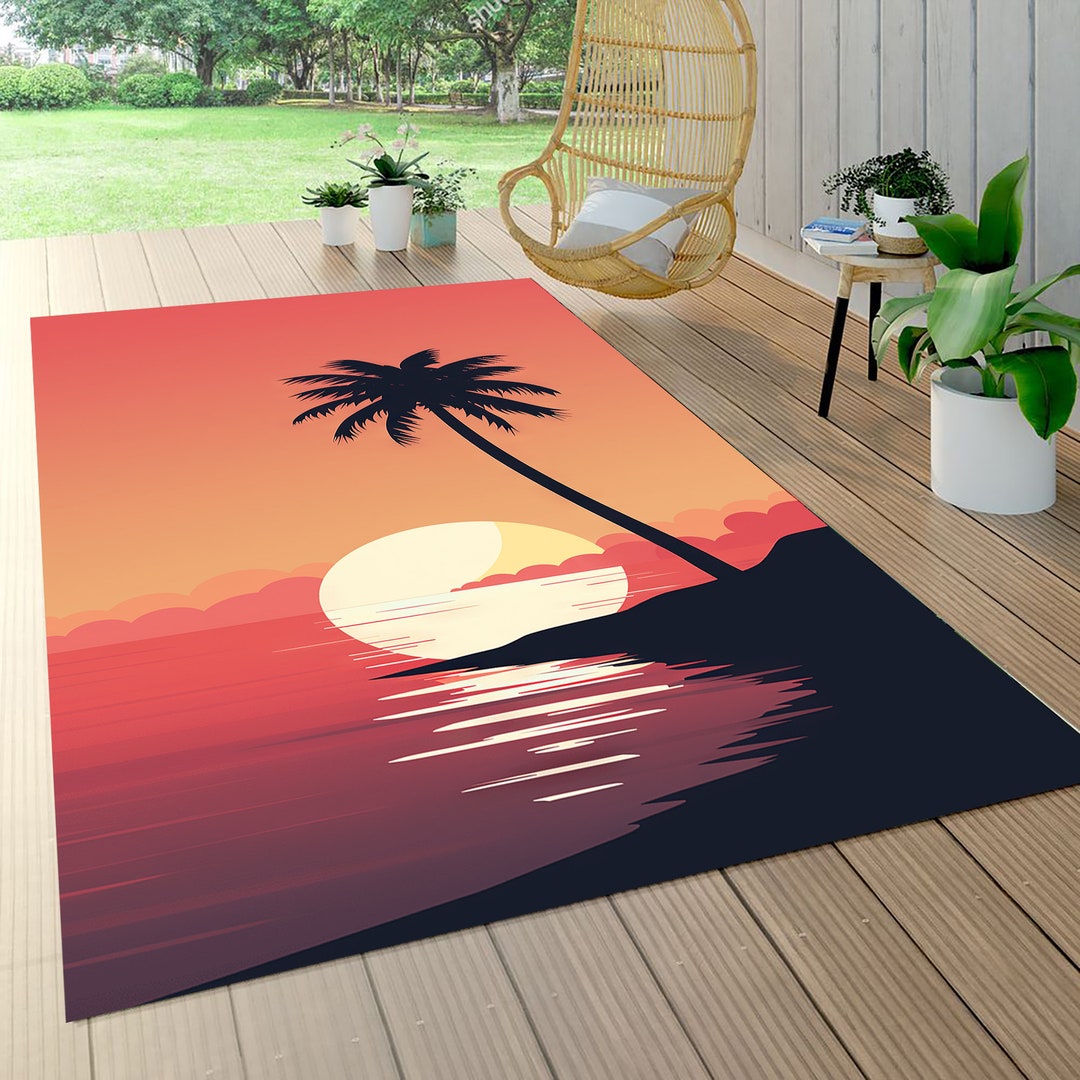 Florida Rug,sunset, Outdoor Miami Beach Florida Rug, Garden Decor ...