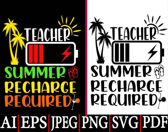 Teacher Summer Recharge Required SVG Pngteacher Shirt Svg - Etsy