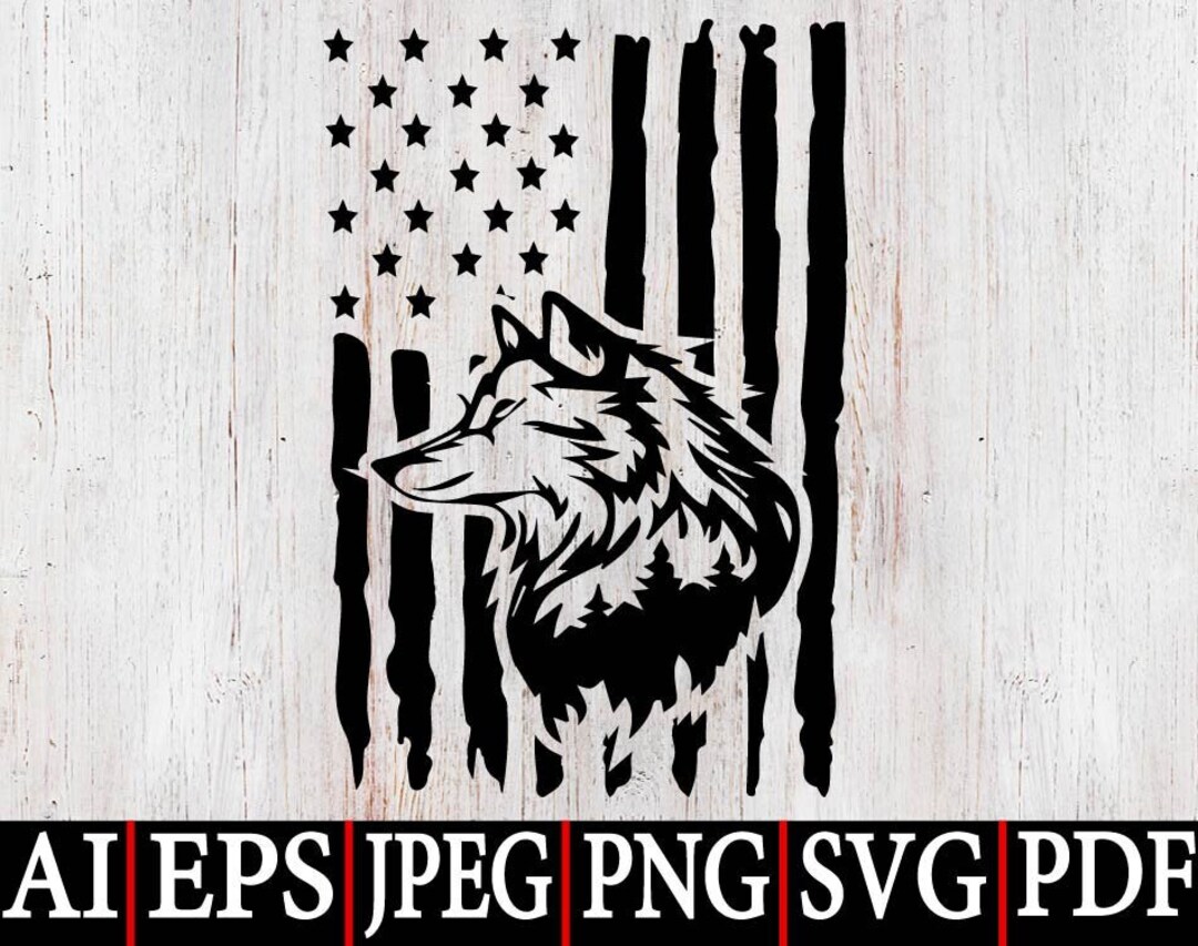 American Flag Wolf Lover SVG, American USA Grey Patriotic Wolf SVG Png ...