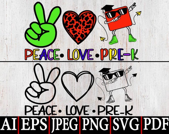 Peace Love Pre-k Svg Png Tshirt Kindergarten Pre-k SVG PNG | Etsy