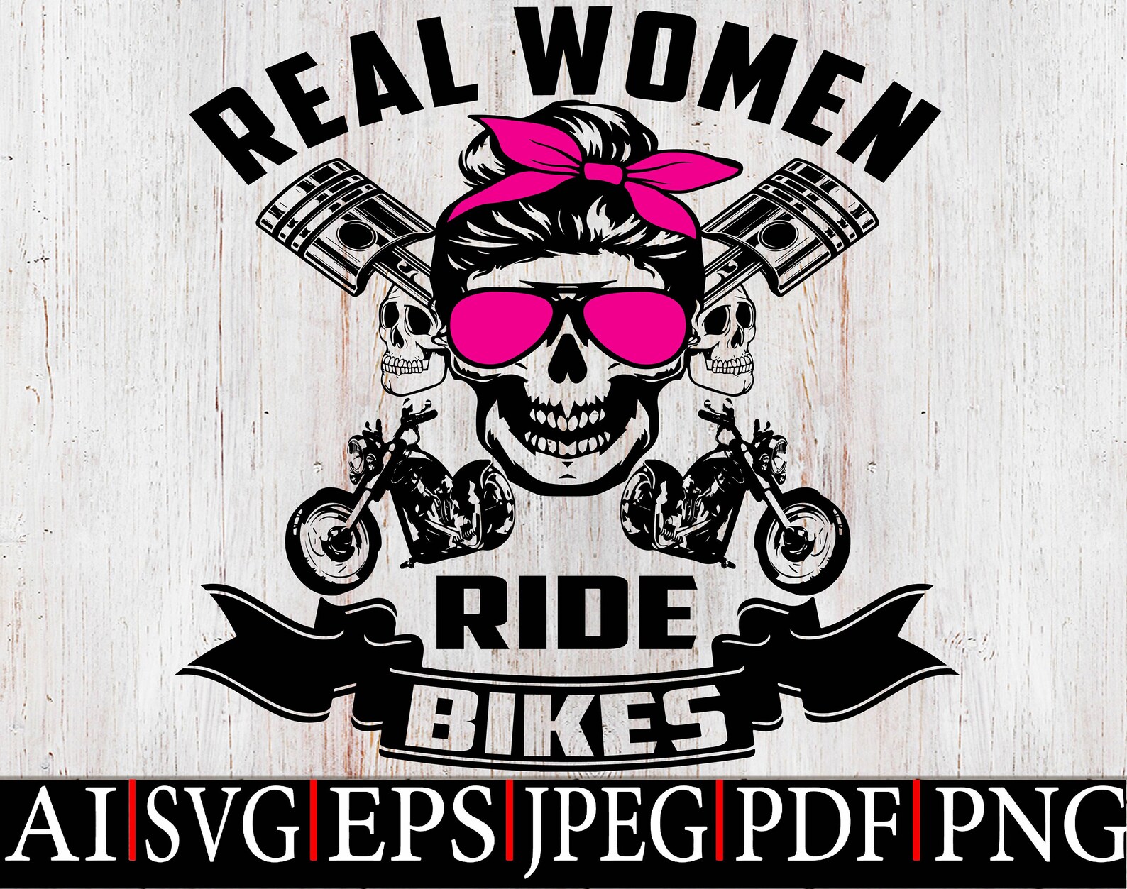 Real Women Ride Bikes SVG Biker Skull Svg Women Biker Girl - Etsy