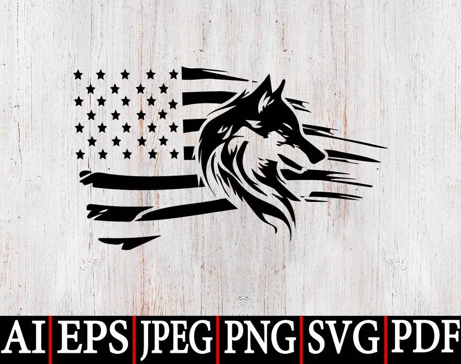 American Flag Wolf Lover SVG American USA Grey Patriotic Wolf - Etsy
