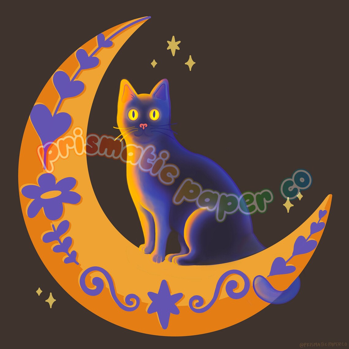 Celestial Ghost Cat 8x8 Art Print Wall Decor Folk Art - Etsy