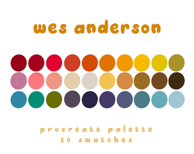 Wes Anderson Inspired Indie Color Palette, Procreate Color Palette ...