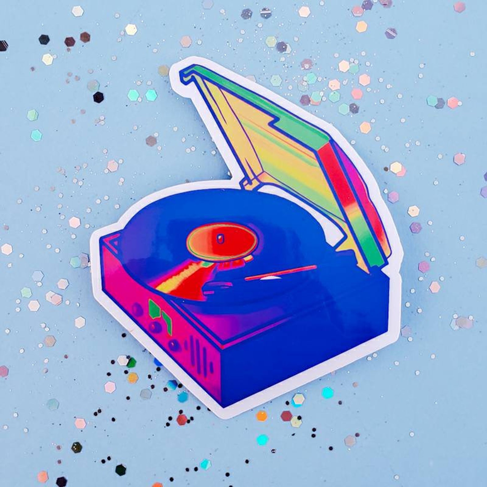 Psychedelic Record Player Waterproof Vinyl Sticker Stickers | Etsy