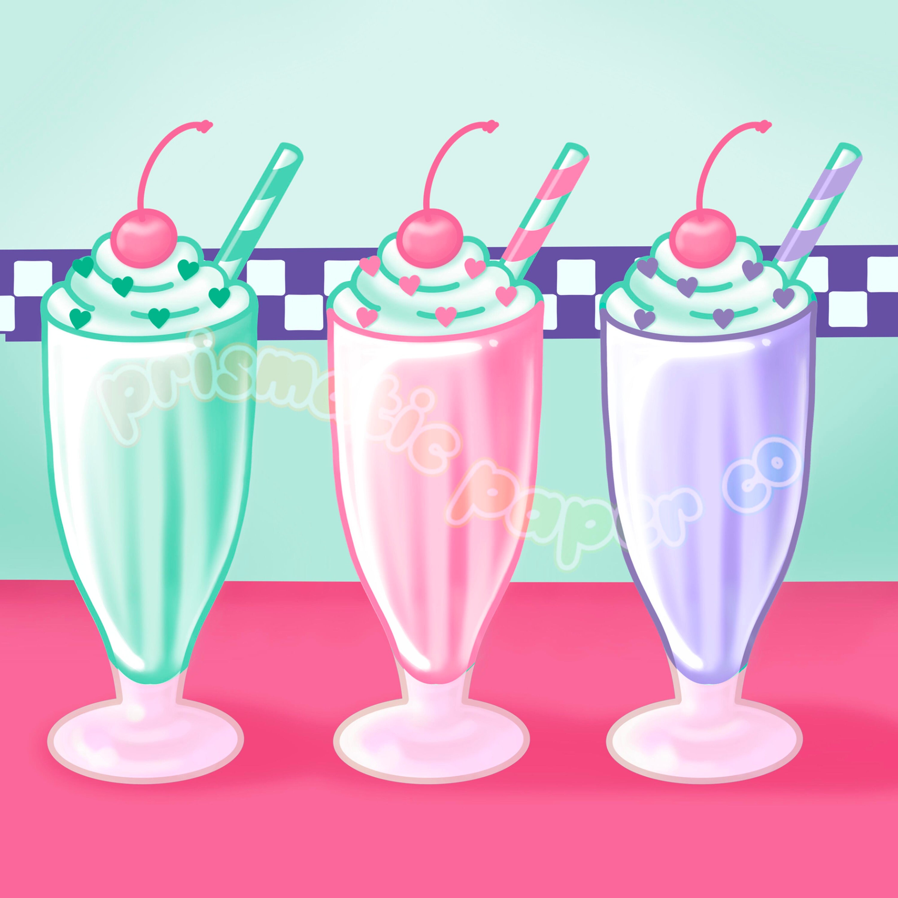 Retro Diner Milkshakes 8x8 Art Print Wall Decor Nostalgic - Etsy
