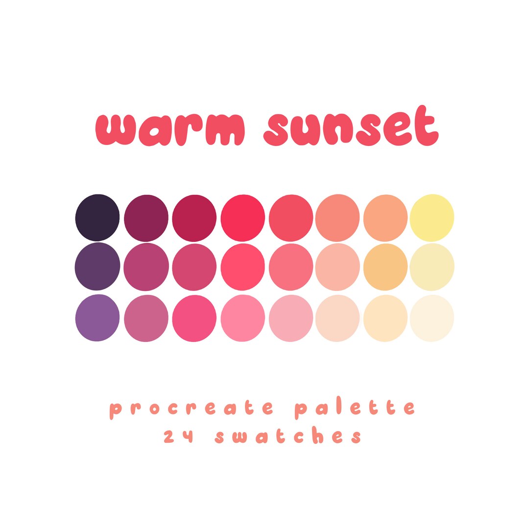 Warm Sunset Color Palette, Procreate Color Palette, Color Swatches ...