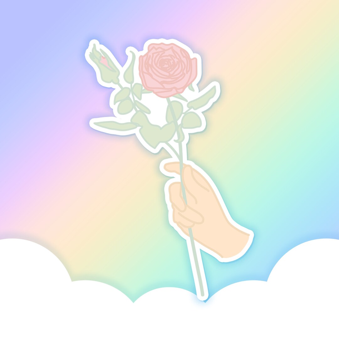 Minimal Pastel Rose Water Resistant Vinyl Sticker Flower - Etsy