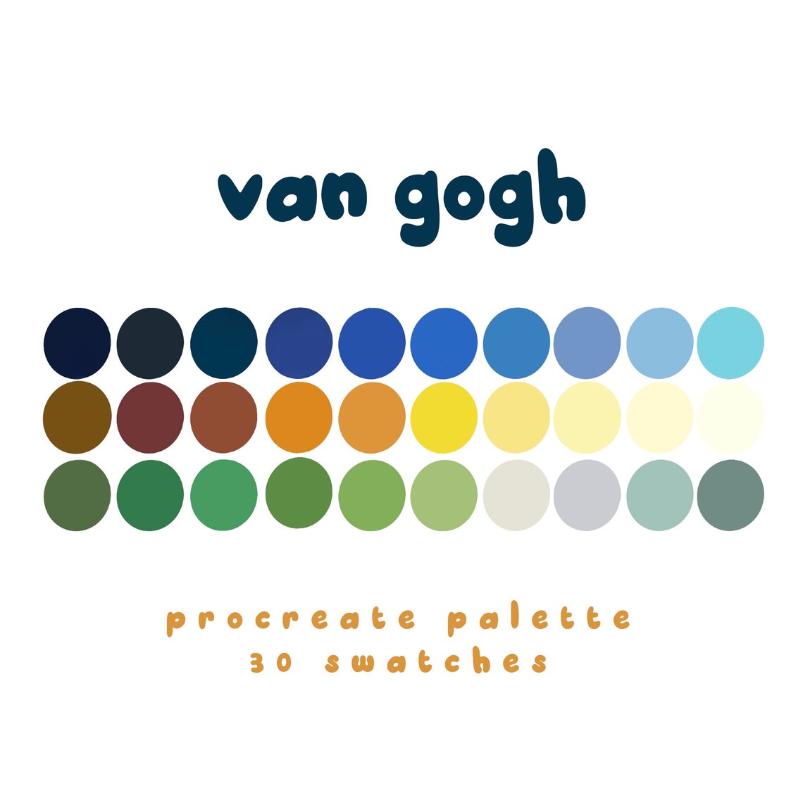 Van Gogh Classic Color Palette Procreate Color Palette Color | Etsy