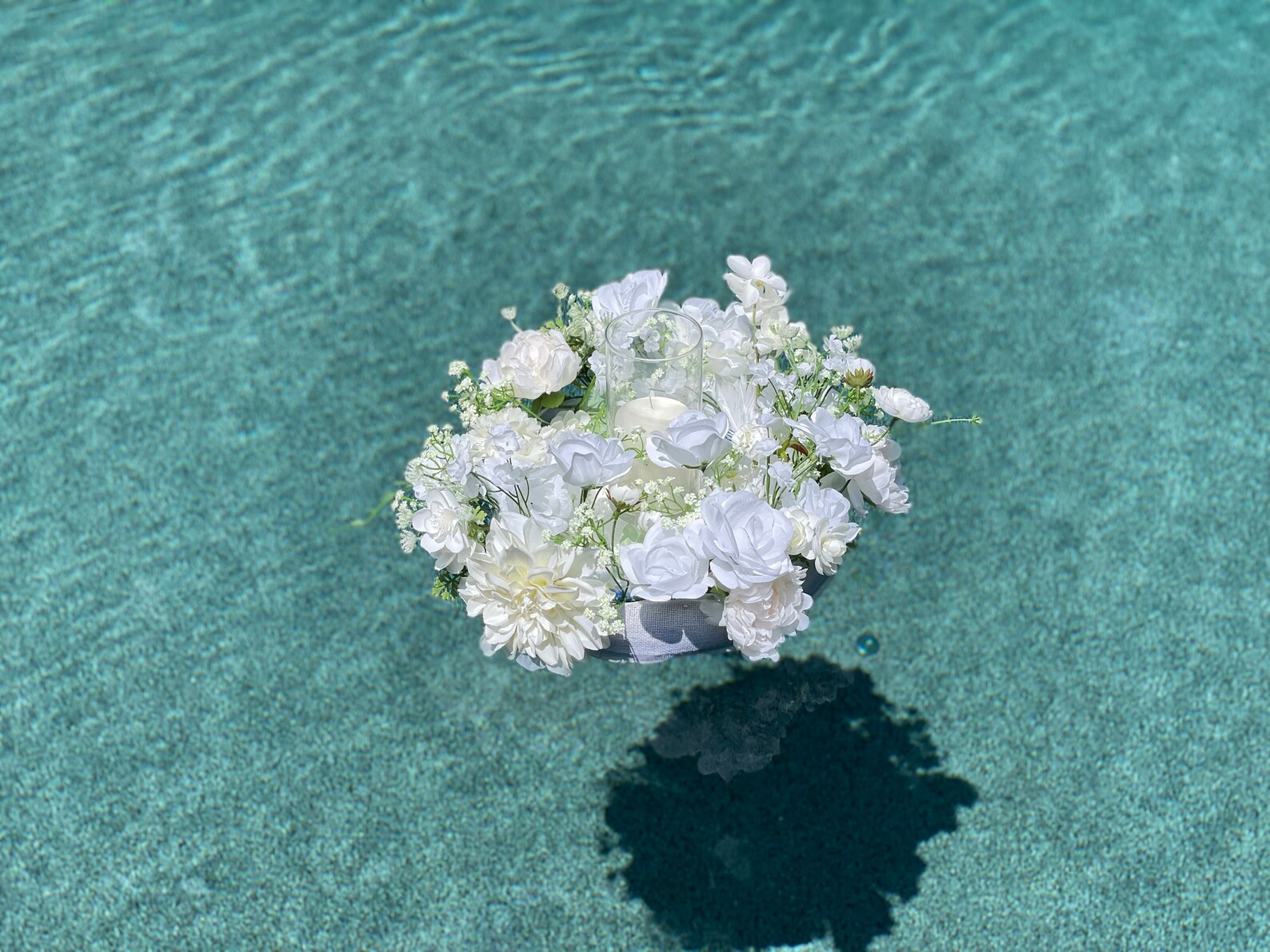 Floating Floral Pool Decor With Vase and Candle - Etsy