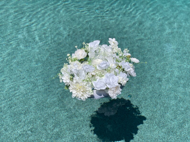 Floating Floral Pool Decor With Vase and Candle - Etsy