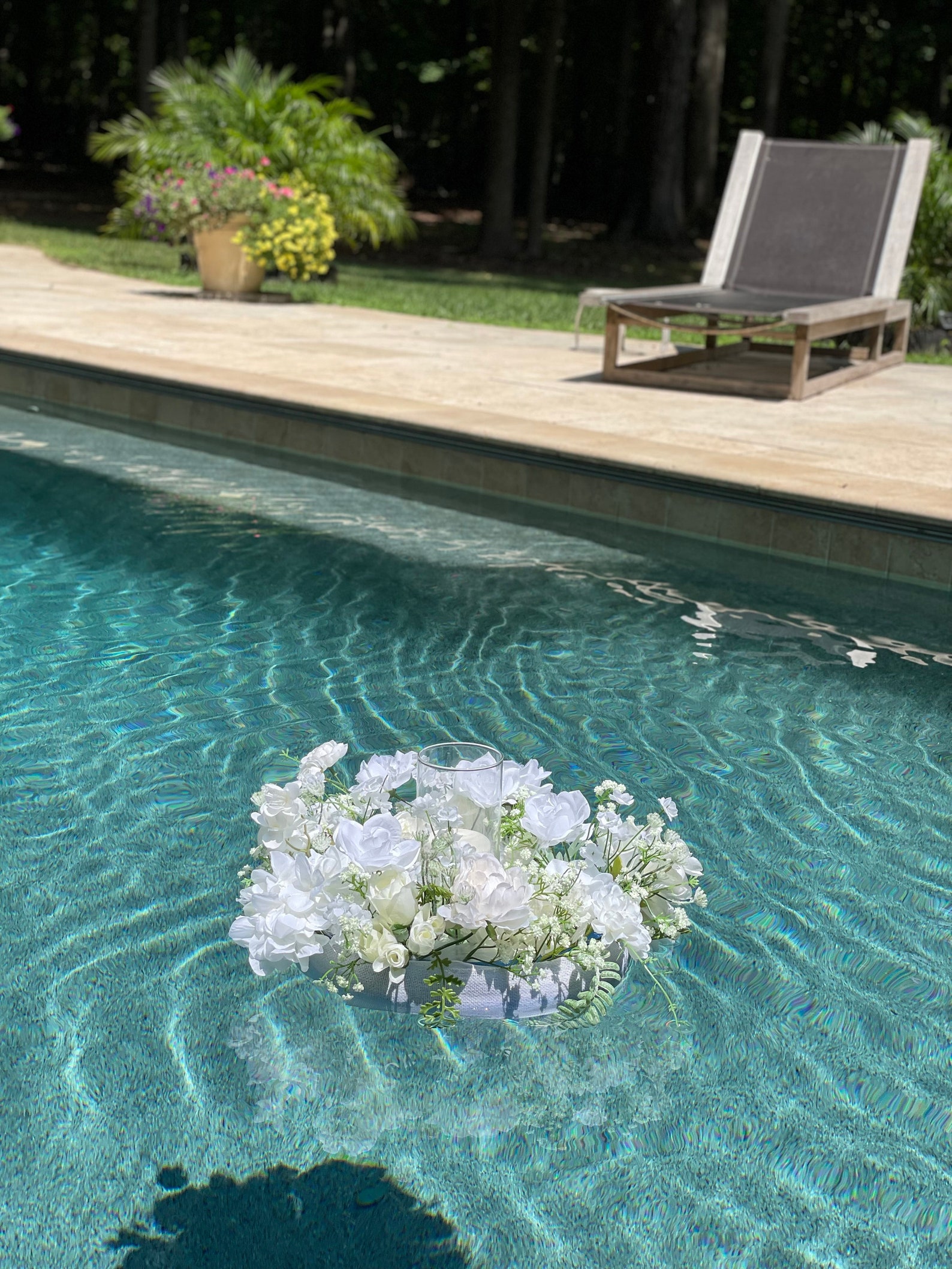 Floating Floral Pool Decor With Vase and Candle - Etsy
