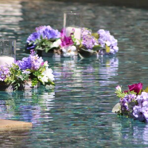 Floating Floral Pool Decor With Vase and Candle - Etsy