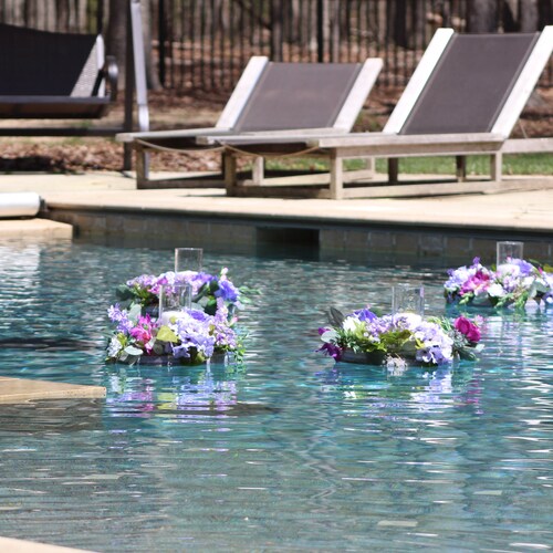 Floating Floral Pool Decor With Vase and Candle - Etsy