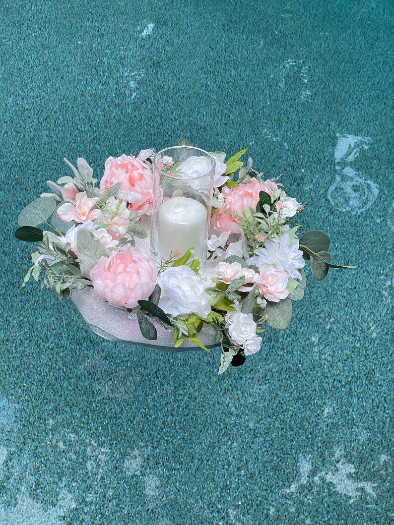 Floating Floral Pool Decor With Vase and Candle - Etsy