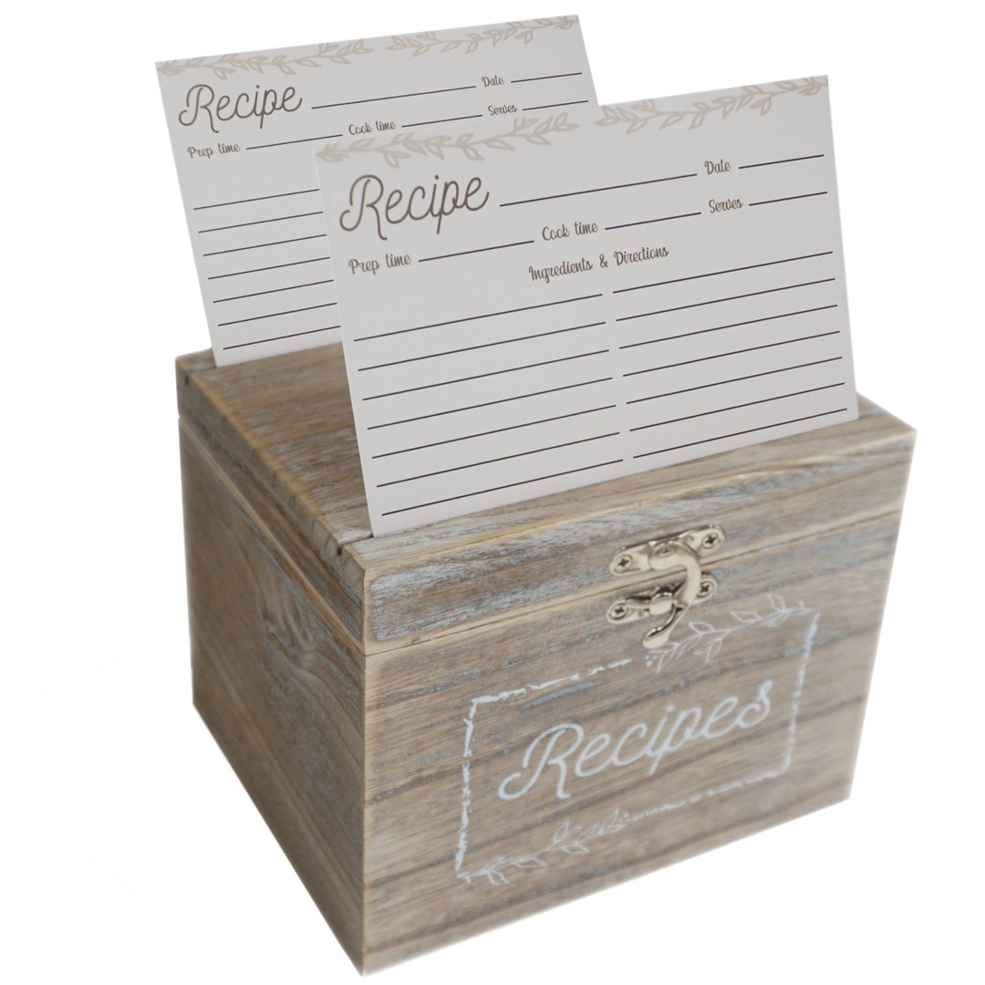 Rustic Recipe Box - Includes 50 Recipe Cards and 12 Beautiful Dividers ...