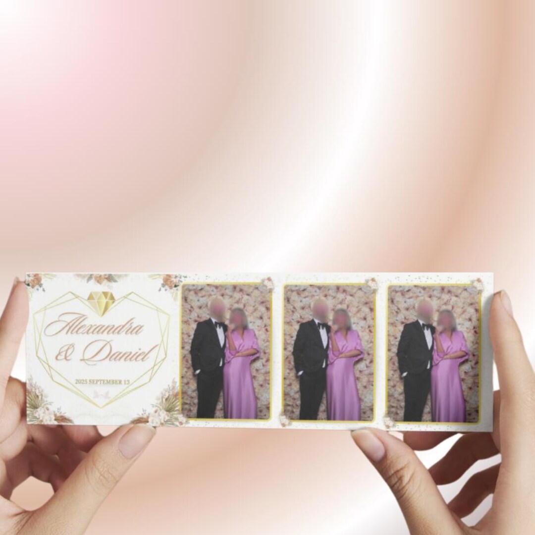 Romantic Floral Photo Booth Strip Template, Wedding Photobooth Template ...