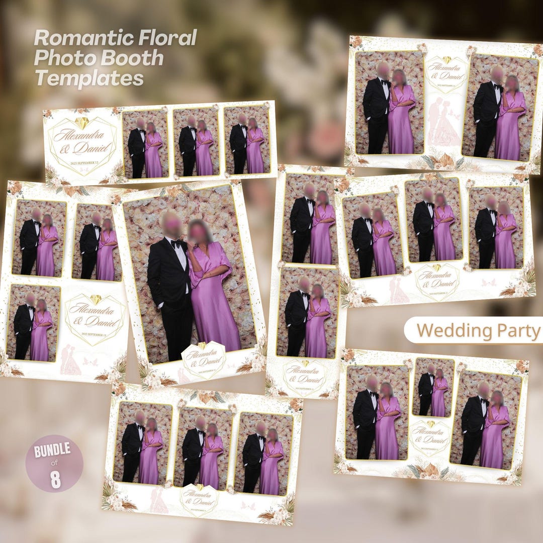 Elegant Wedding Photo Booth Templates – Bundle of 8 Editable Designs ...