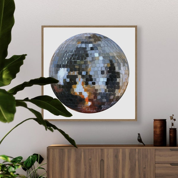 Black and White Disco Ball Print - Etsy