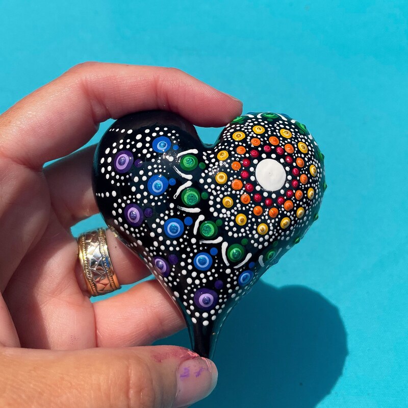 Mandala Painted Heart - Etsy