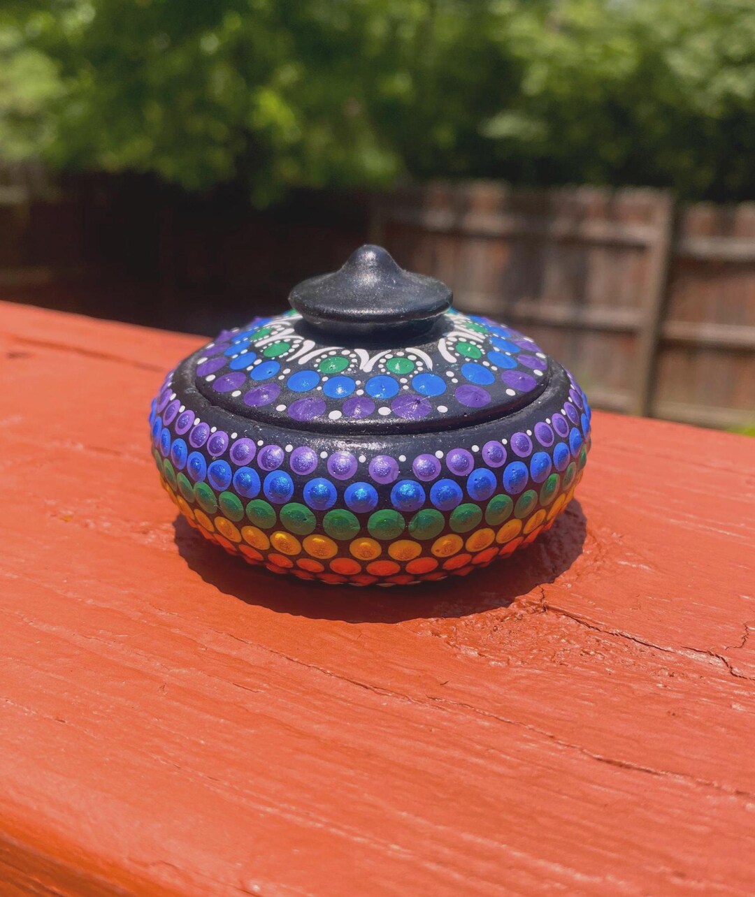 Colorful Pride Rainbow Mandala Trinket Dish With Lid - Mini Tea Light ...