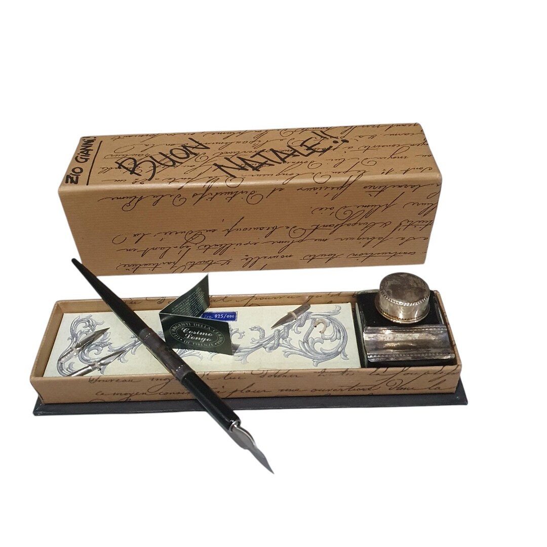 Vintage 925 Sterling Silver Dip Pen Set - Etsy