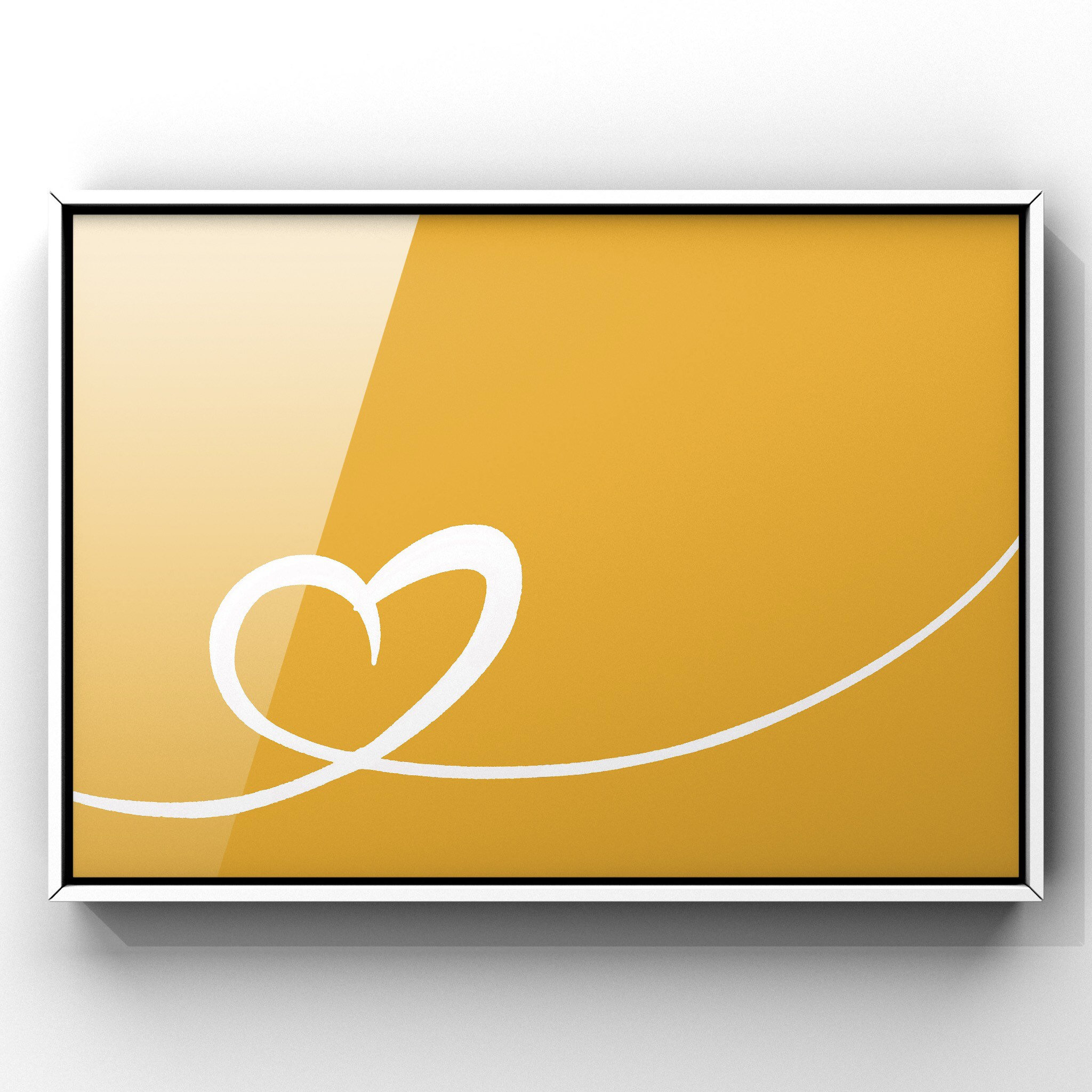 Yellow Heart Line Art Block Print Yellow Home Decor Saffron - Etsy UK