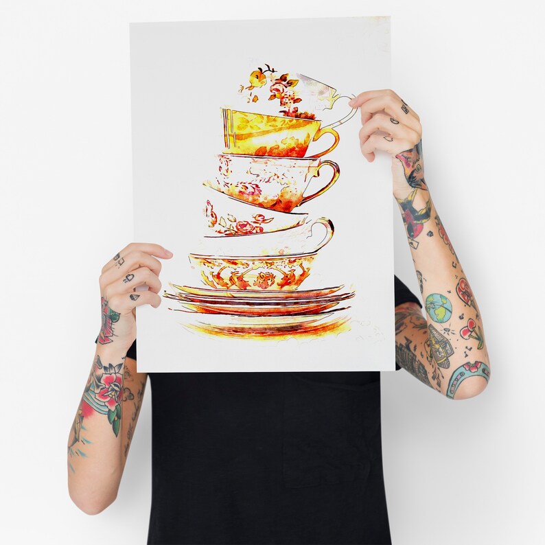 Colourful Orange and Pink Kitchen Wall Art Print Simple Vibrant ...