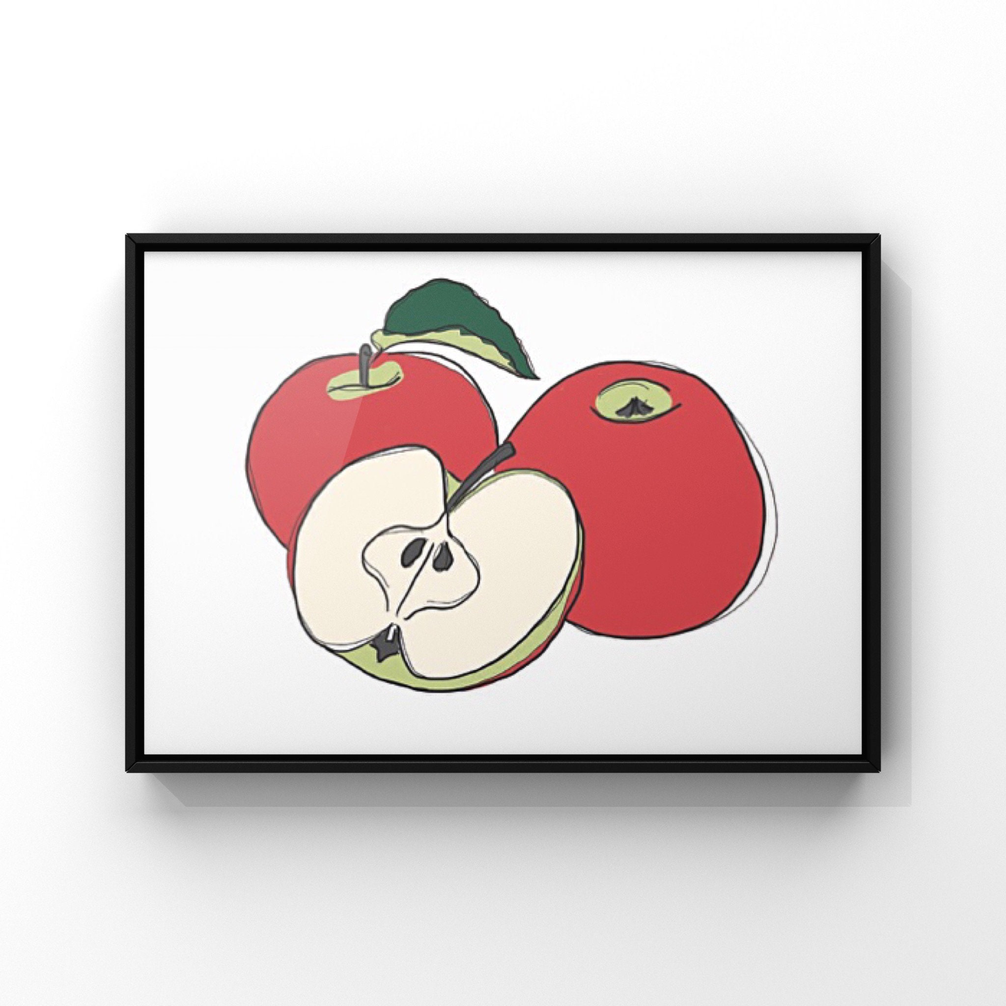 Red Apple Fruit Print, Apples Poster, Kitchen Wall Art | PRINTED WITH ...