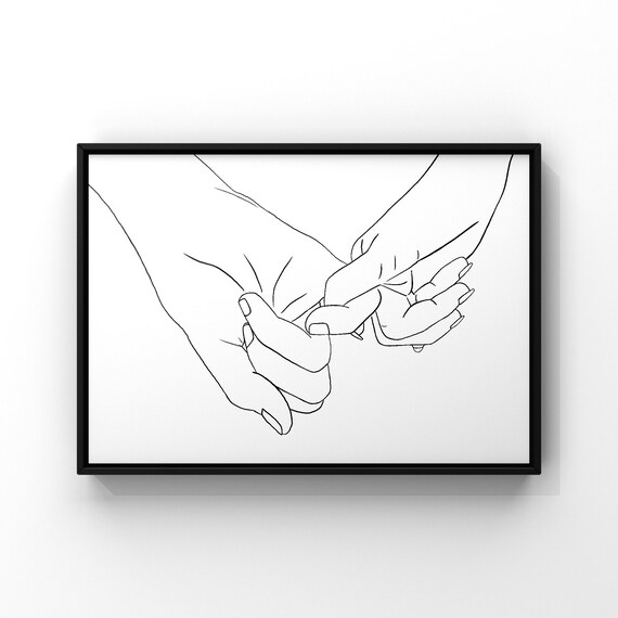 Pinky Link Holding Hands Line Art Poster Print Little Pinky | Etsy